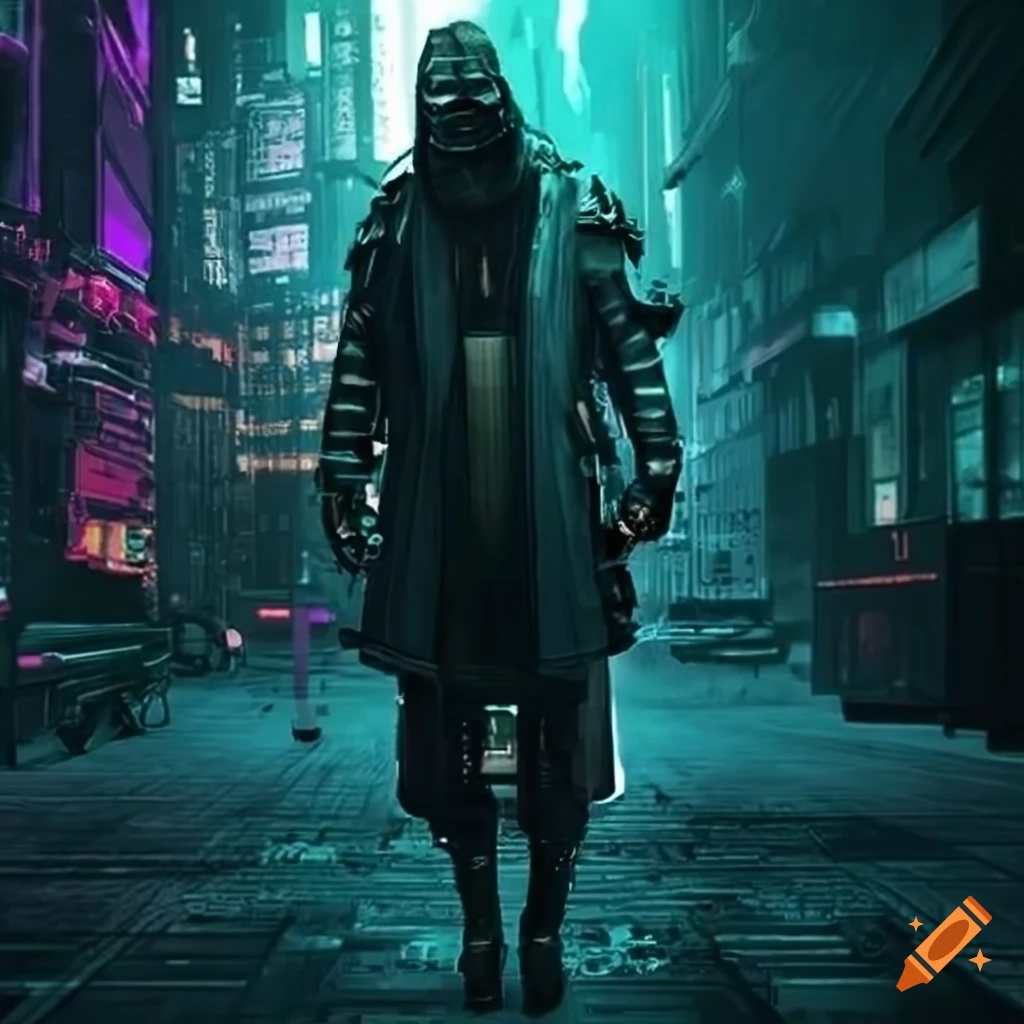Cyberpunk hacker standing in full body on Craiyon