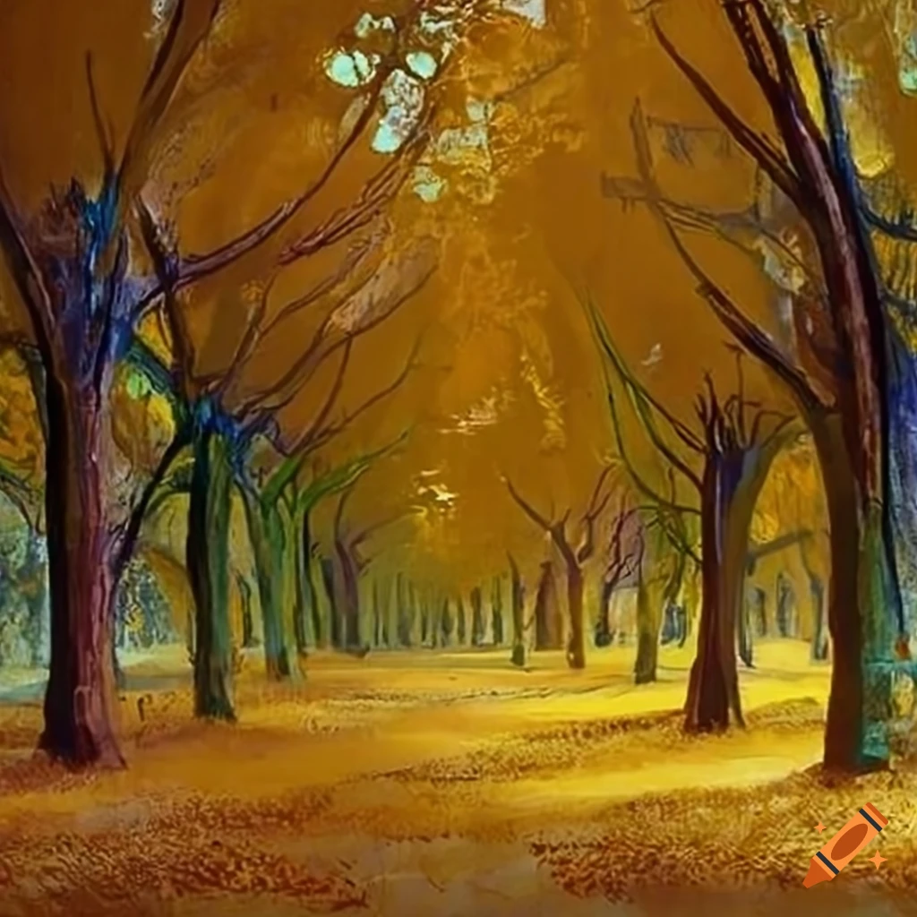 Ginkgo biloba trees forest painted by antoni gaudí on Craiyon