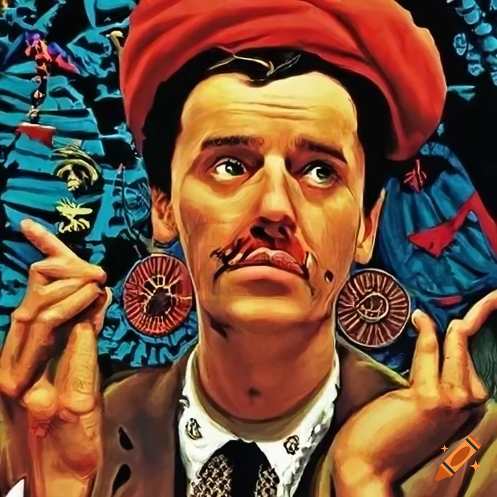 Steezy action poster with cuckoo clock style in graphic novel art by ...