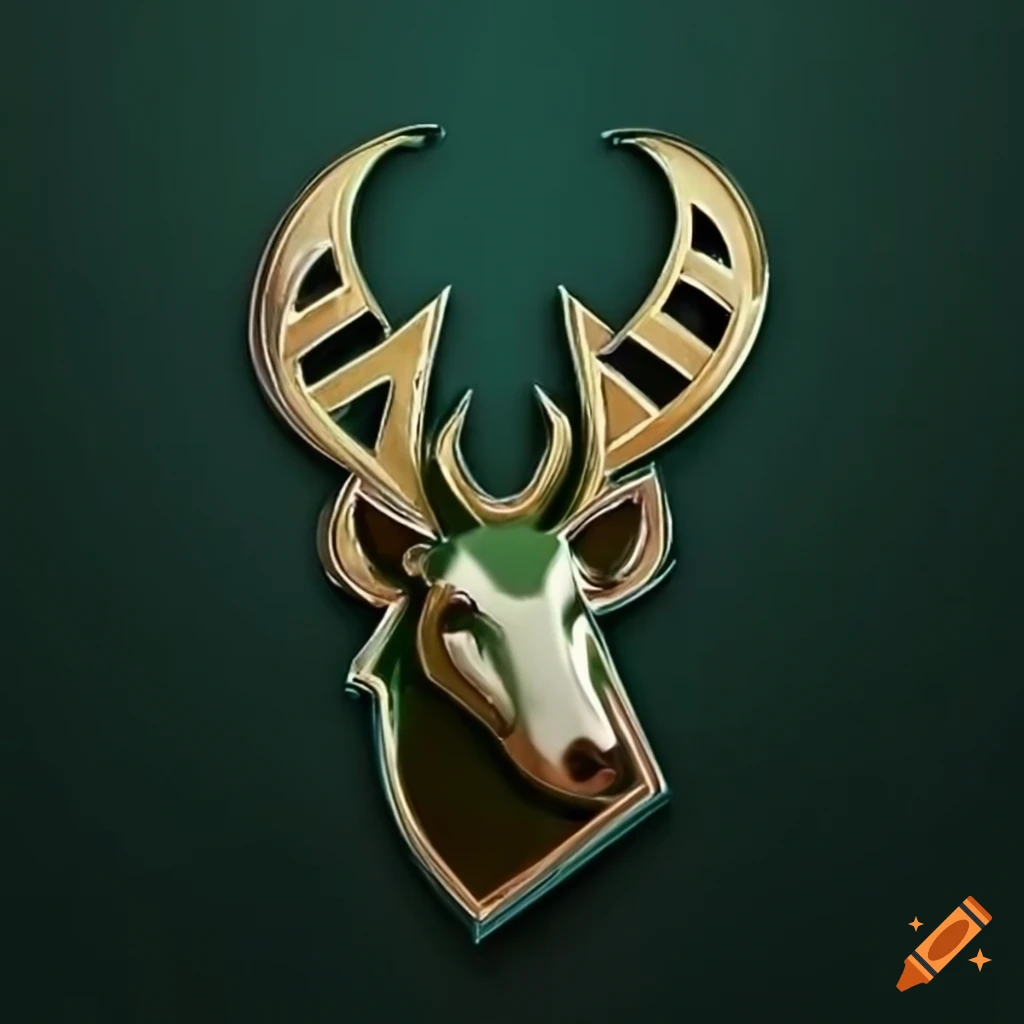 Milwaukee bucks logo emblem in realistic 3d detail on Craiyon