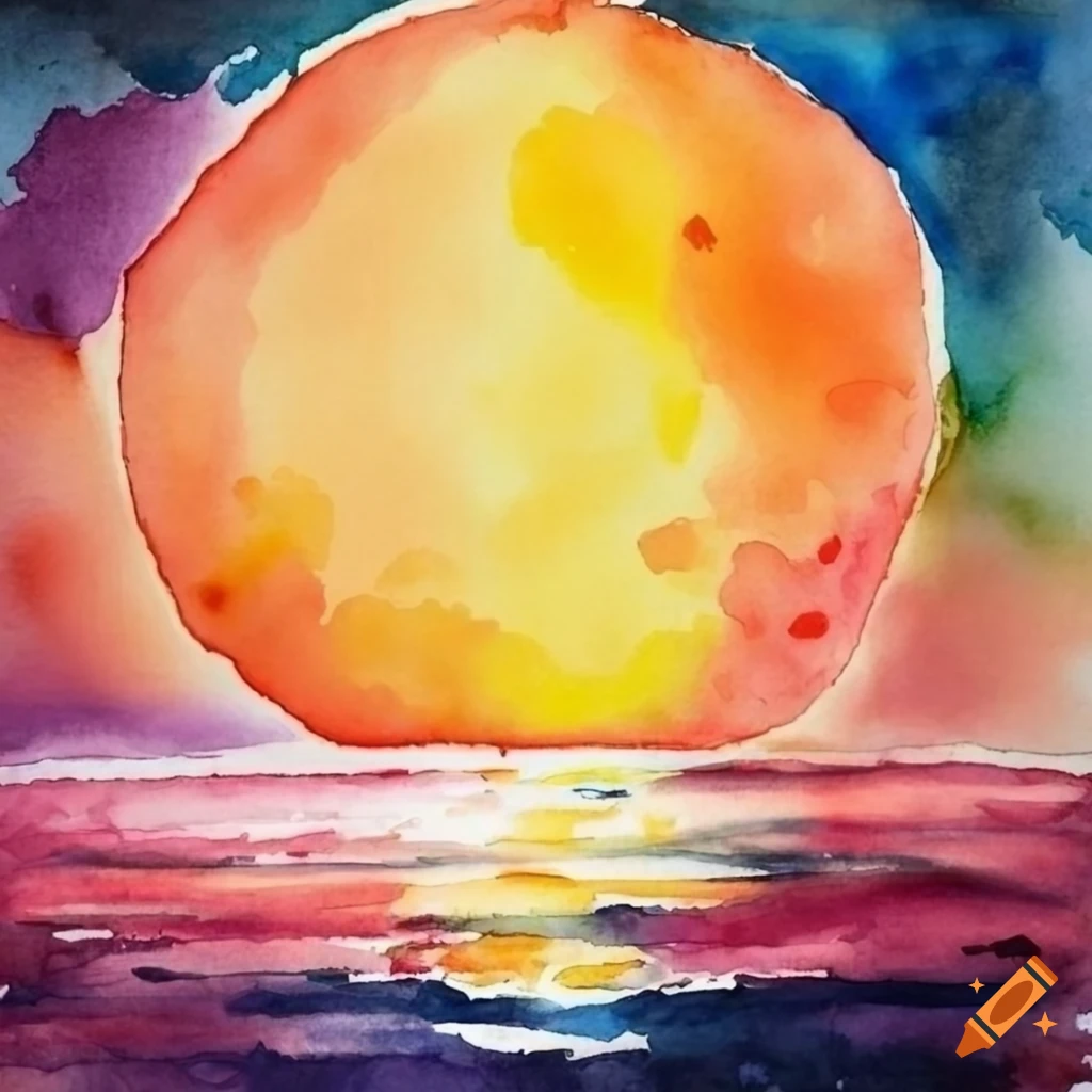Sun watercolor painting on Craiyon