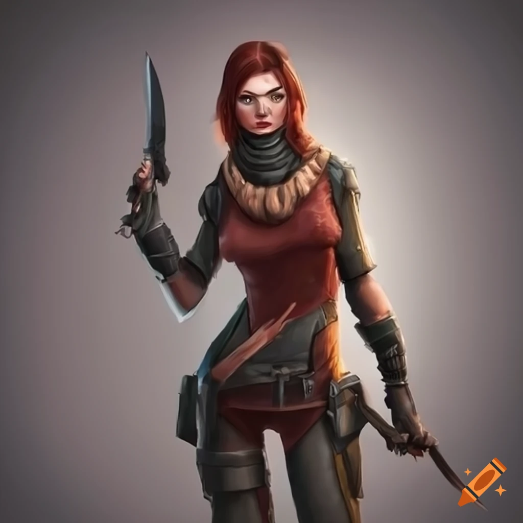 Female rogue with two knives on Craiyon