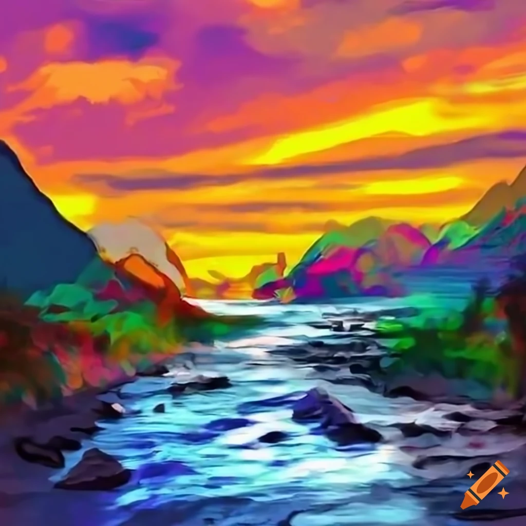 Mountain river on Craiyon