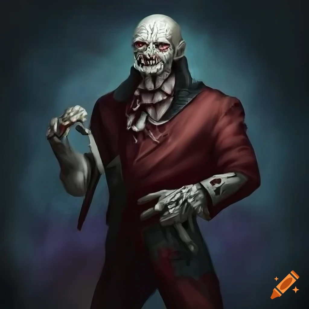 Artwork of a wealthy aristocratic male ghoul with shark-like teeth and ...
