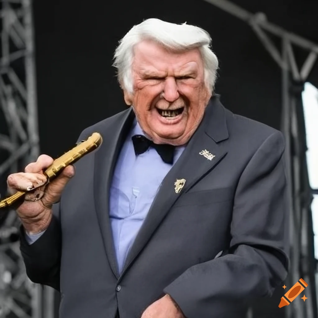 John madden as the iron maiden mascot in full concert costume on Craiyon