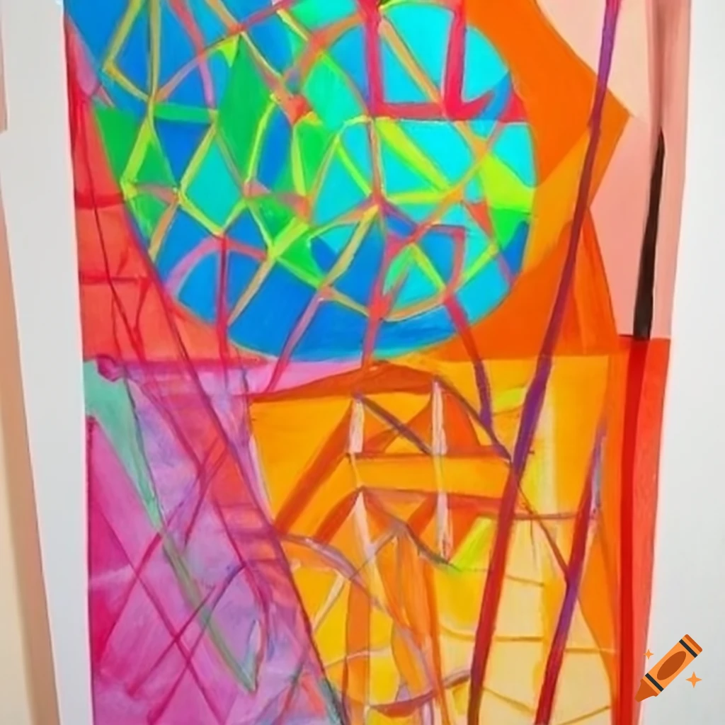 Geometric abstract painting with mathematical designs on Craiyon