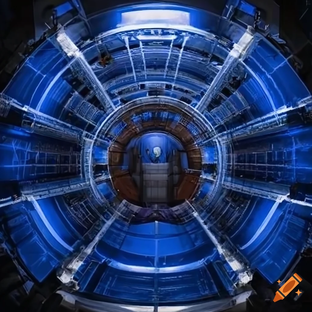Cern large hadron collider in blue on Craiyon