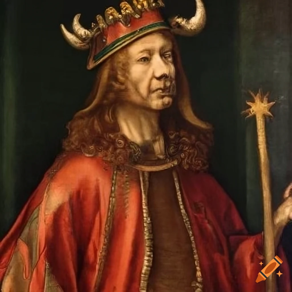 Engraving of King with devil horns by Albrecht Durer on Craiyon