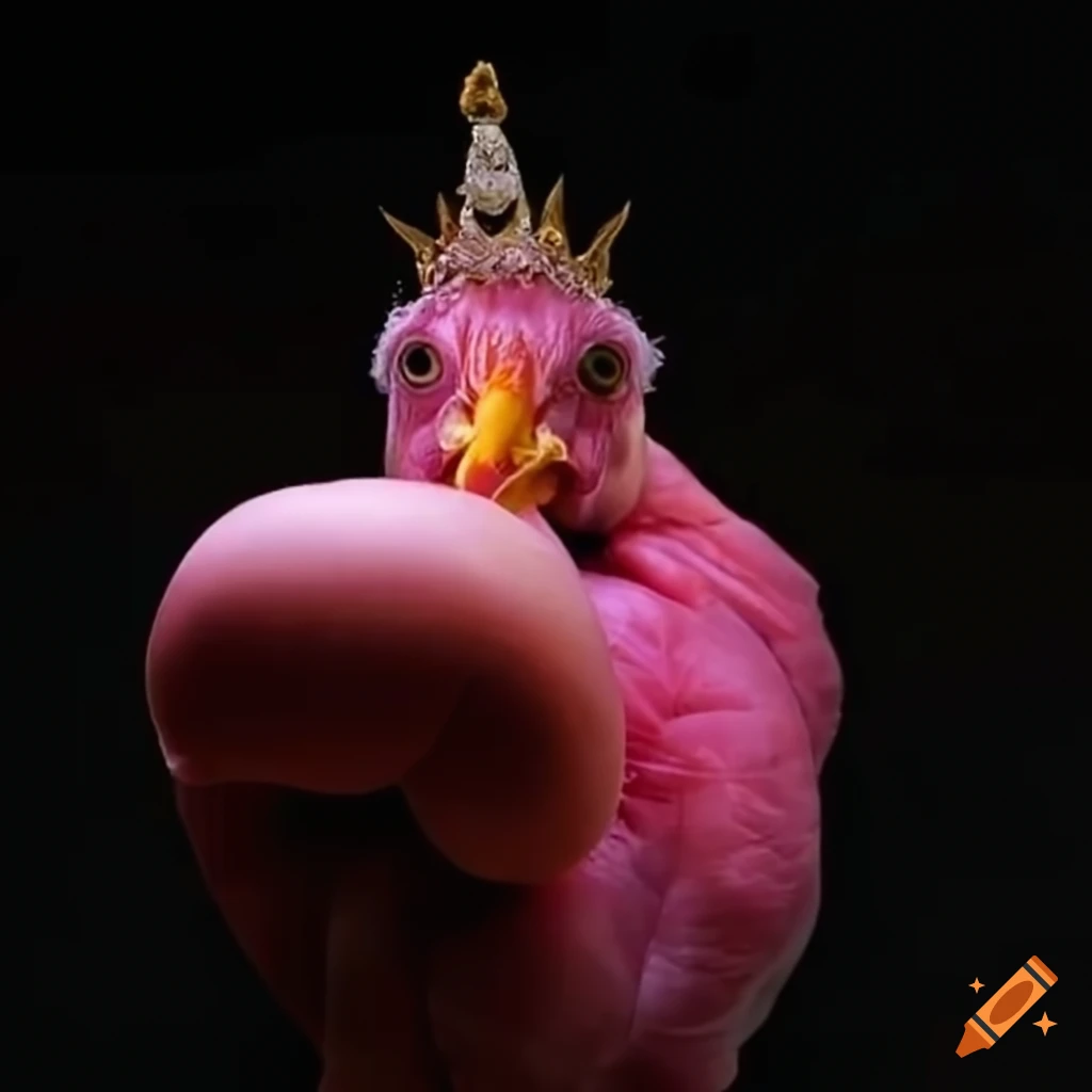 Pink chicken princess with boxing gloves on Craiyon