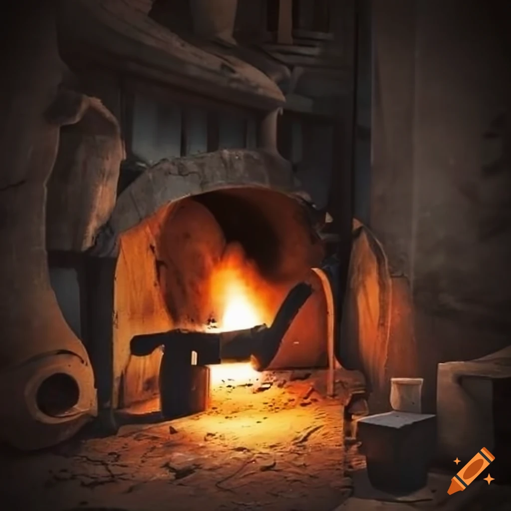 Front view of a small forge on Craiyon