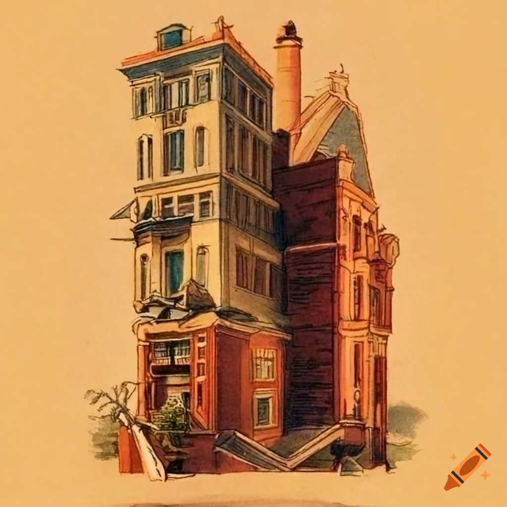 Graphic novel style architecture poster by norman rockwell on Craiyon