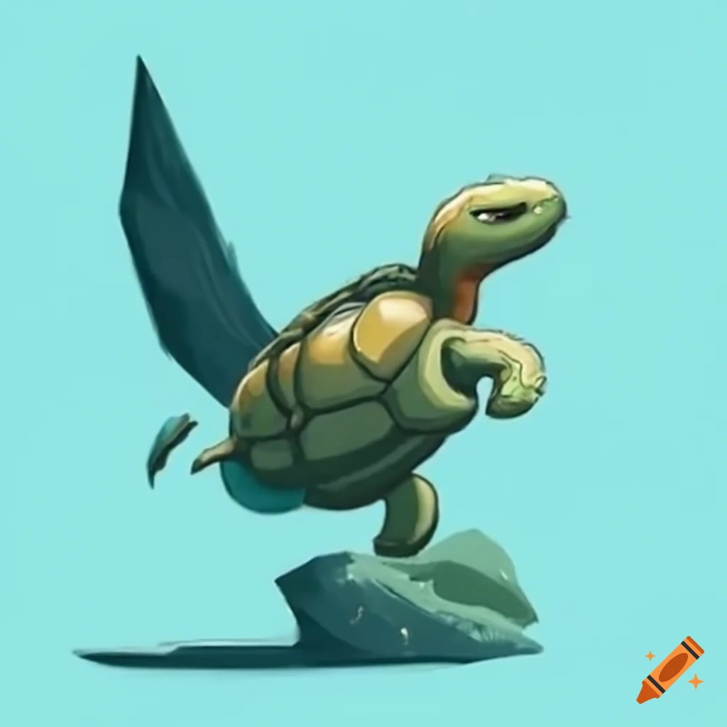 Turtle holding trophy on a mountain on Craiyon