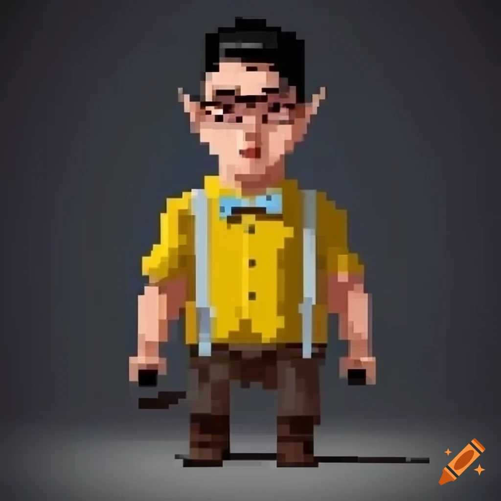 Young male halfling with black hair, glasses, yellow shirt, bow tie ...