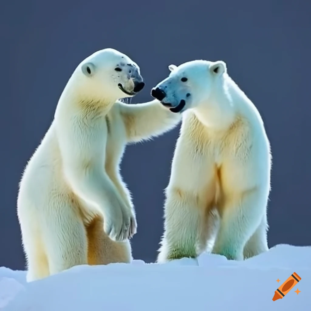Two polar bears high fiving on Craiyon