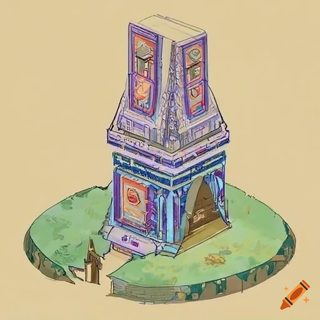 Tribal monument illustration in isometric perspective for real-time ...
