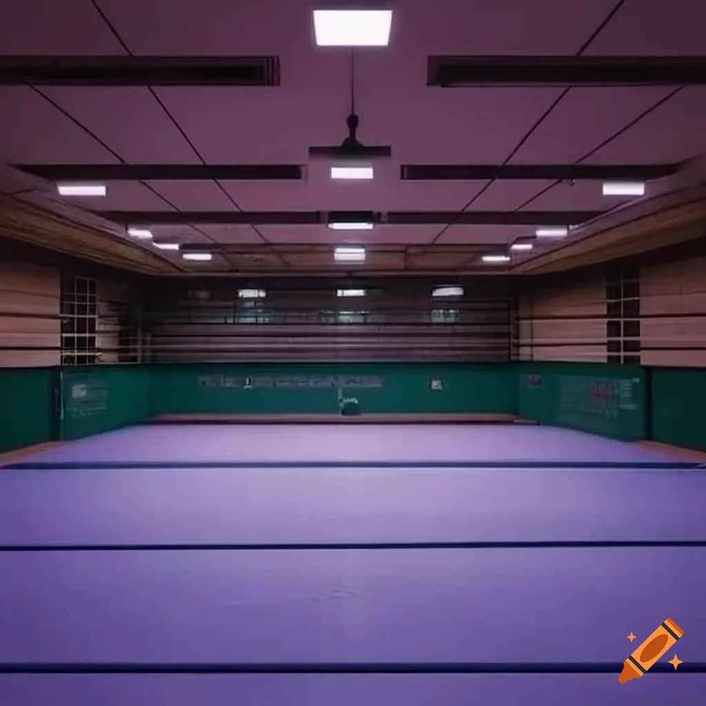 Karate gym from the 80s on the outskirts of a Japanese city with ...