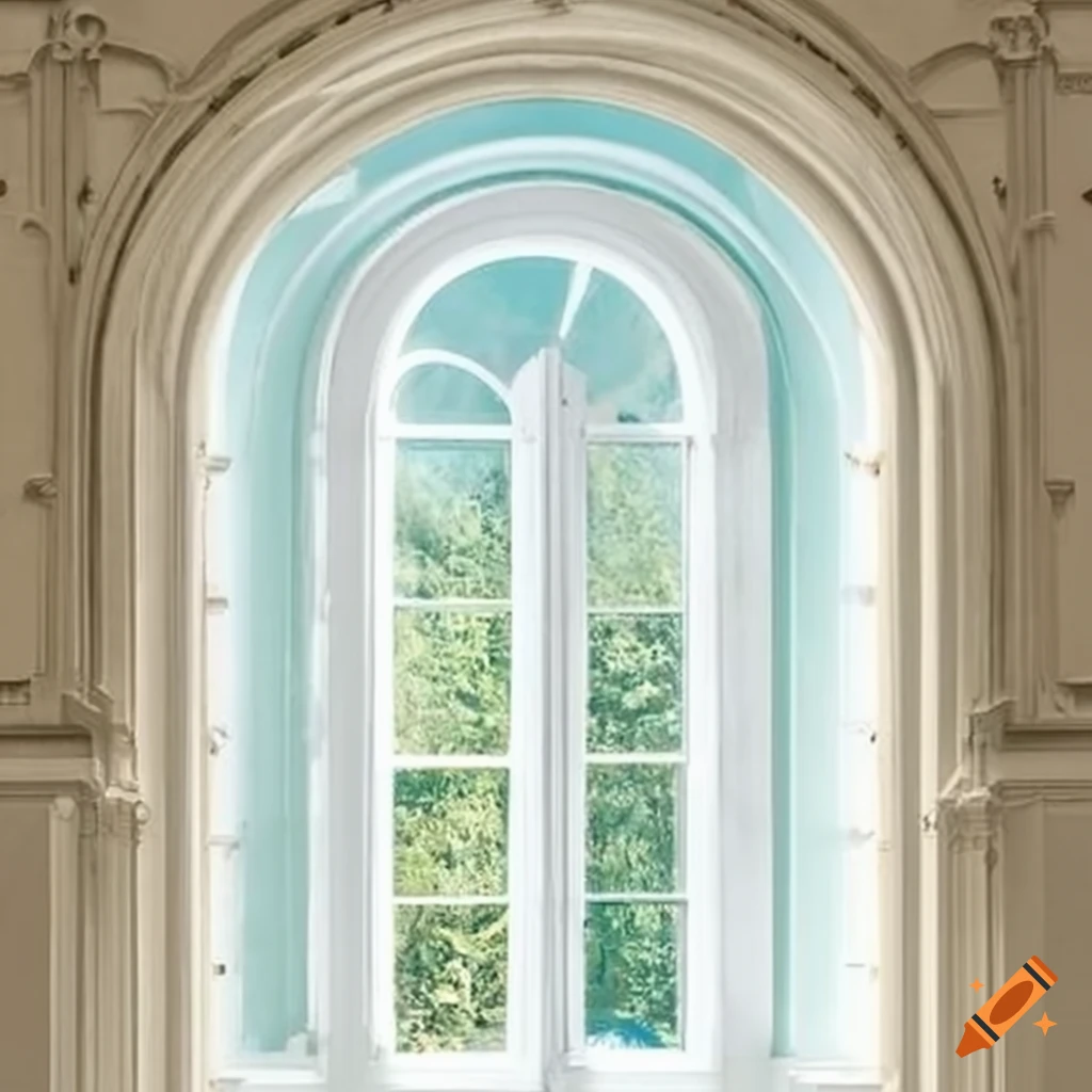 New classical white palace window with stucco on Craiyon