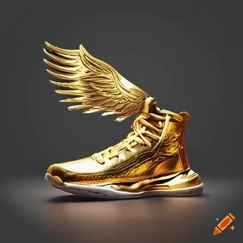 Gold basketball shoes with wings on Craiyon