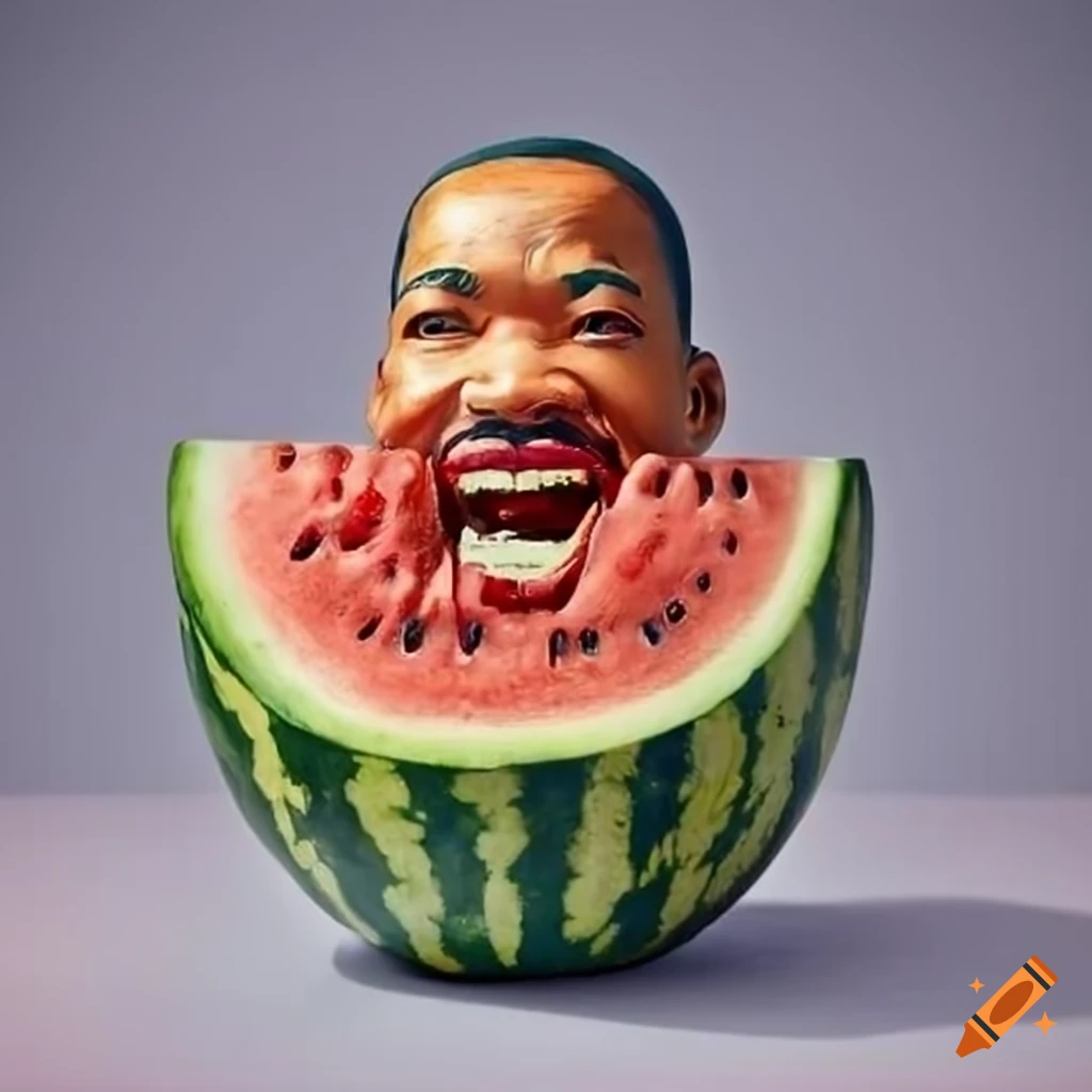 Sculpture of martin luther king with a watermelon on Craiyon