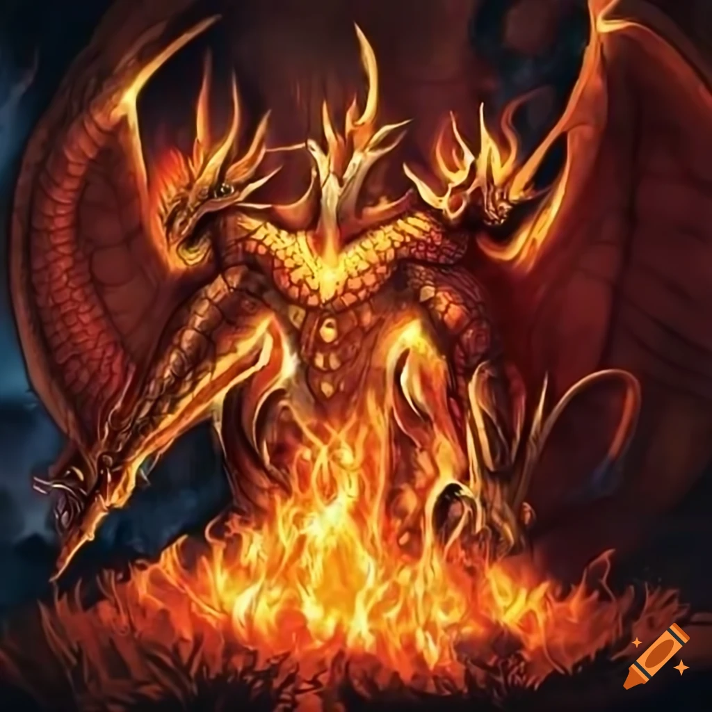 Fire god with dragons on Craiyon