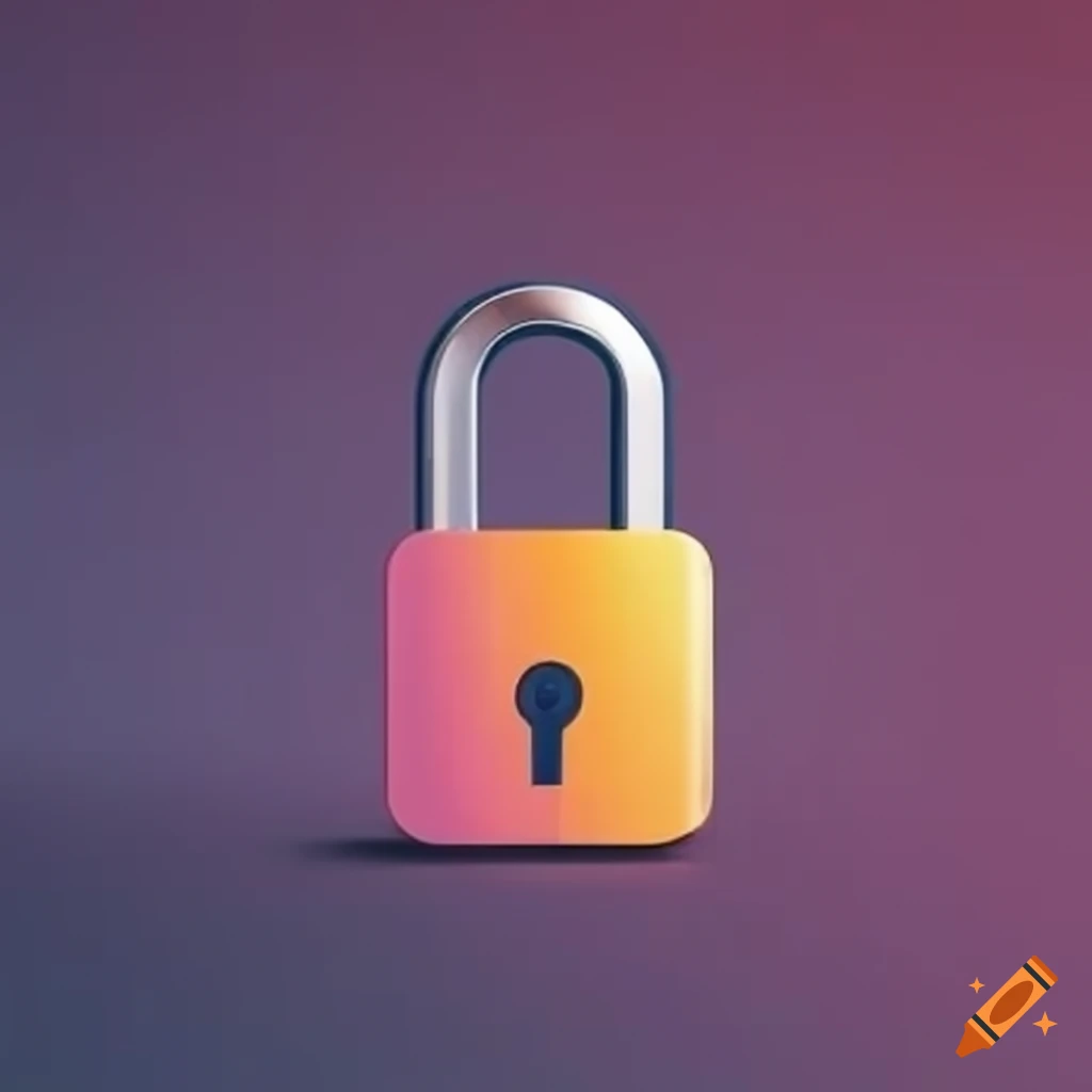 Interactive lock security system logo in a flat design on Craiyon