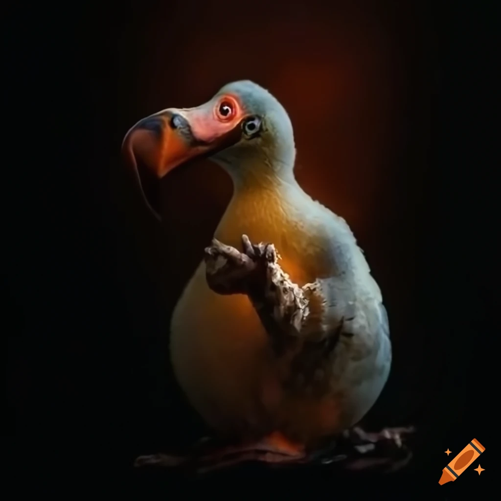 Powerful dodo bird surrounded by flames on Craiyon