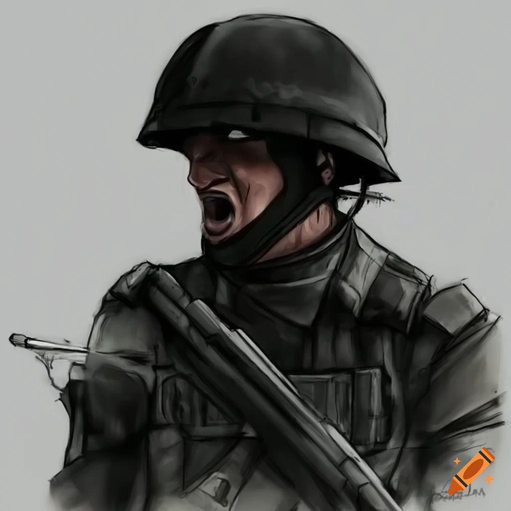 Yelling soldier on Craiyon