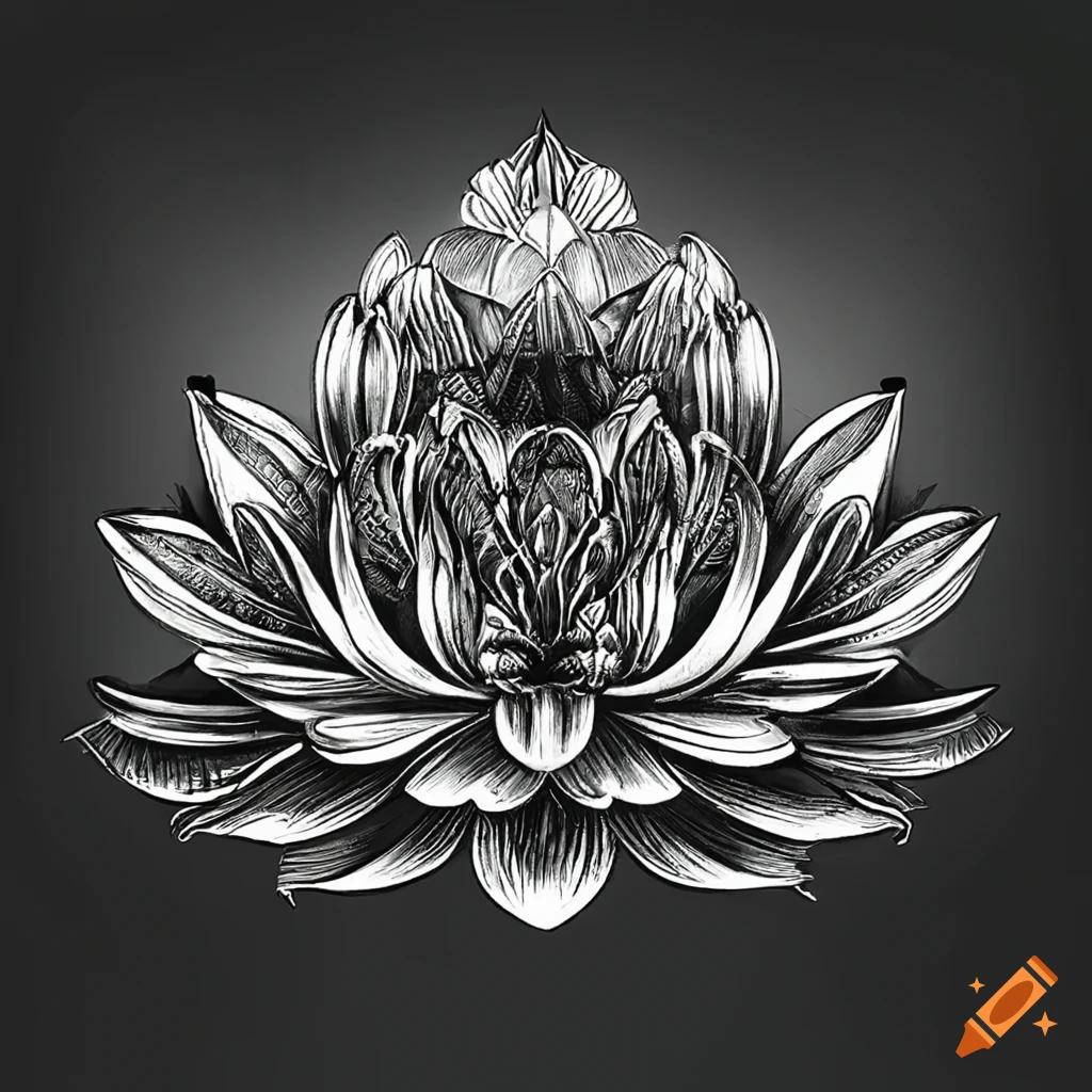 Black and white drawings of chinese hands forming a lotus shape on Craiyon