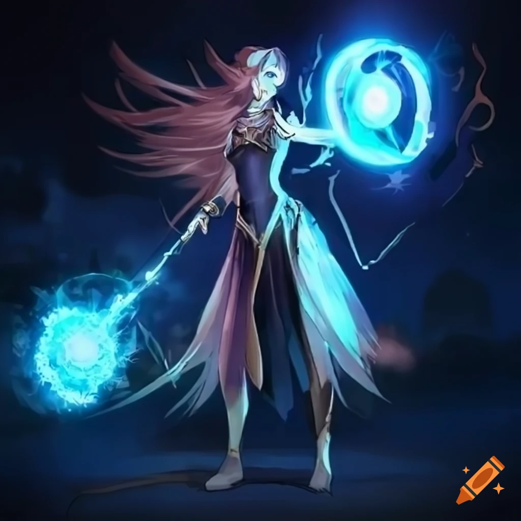 Alchemist god of summoning with futurist staff in anime style on Craiyon