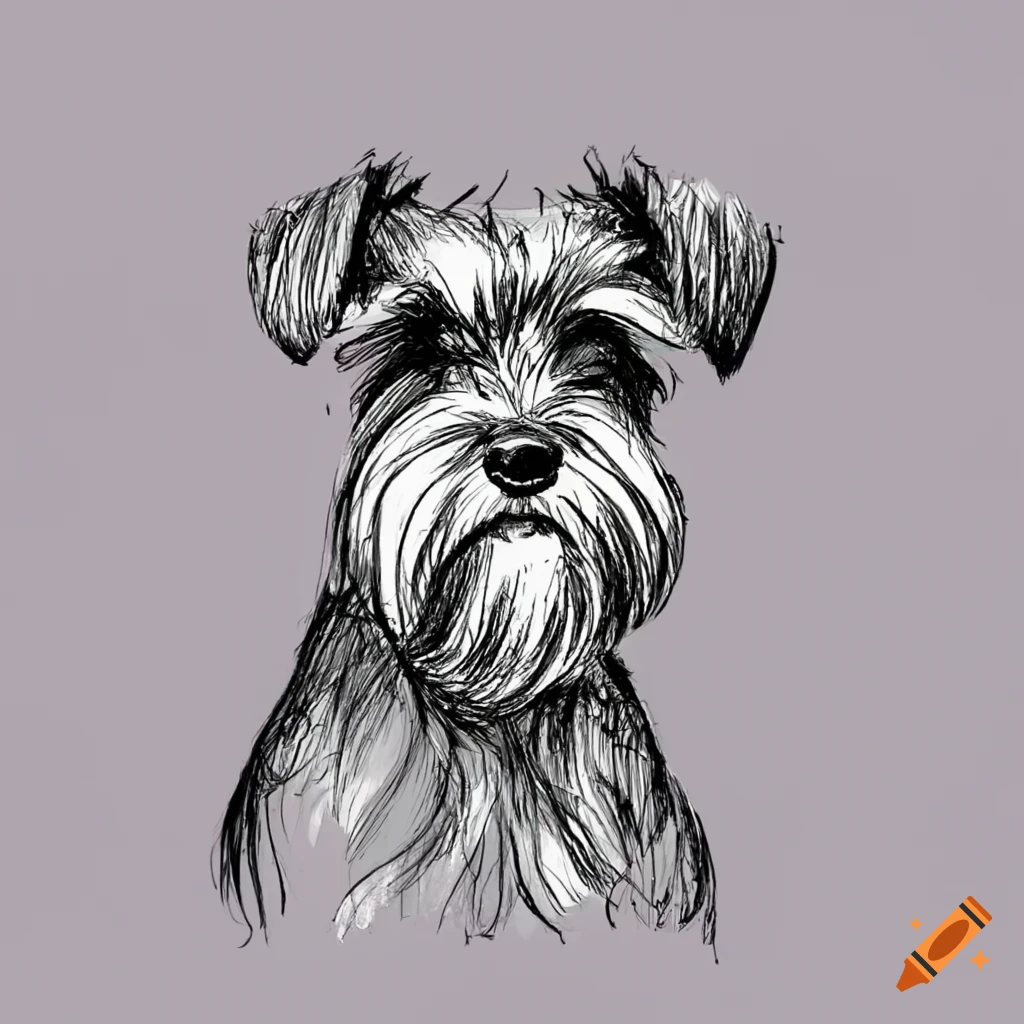 Mini schnauzer line drawing on Craiyon
