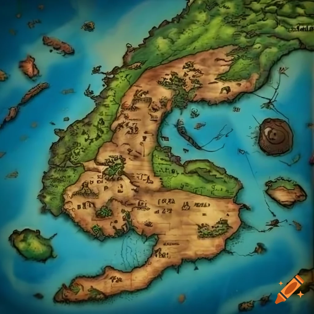Fantasy map of a lilliputian continent on Craiyon