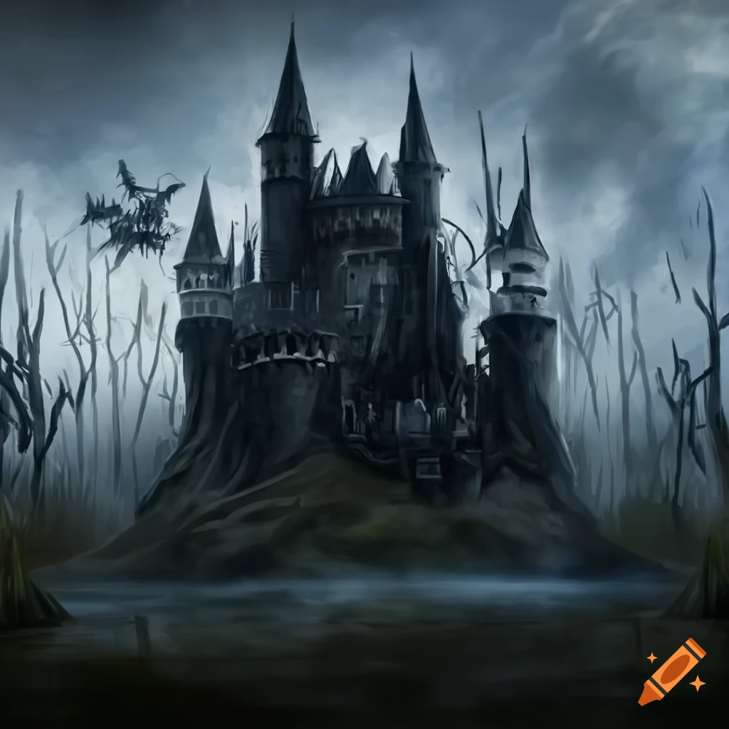 Vampire castle in a swamp on Craiyon
