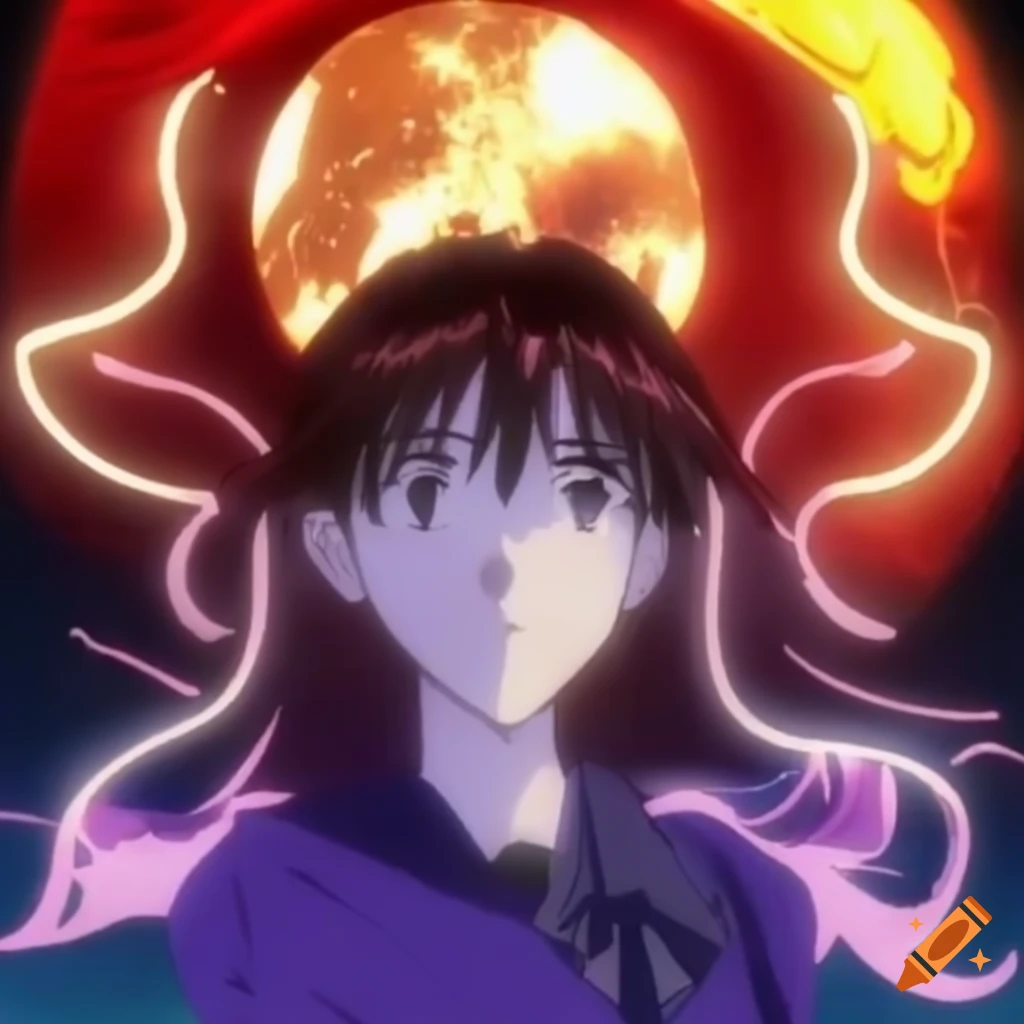 Shiny 3d dazzling eclipse anime with japanese text on Craiyon