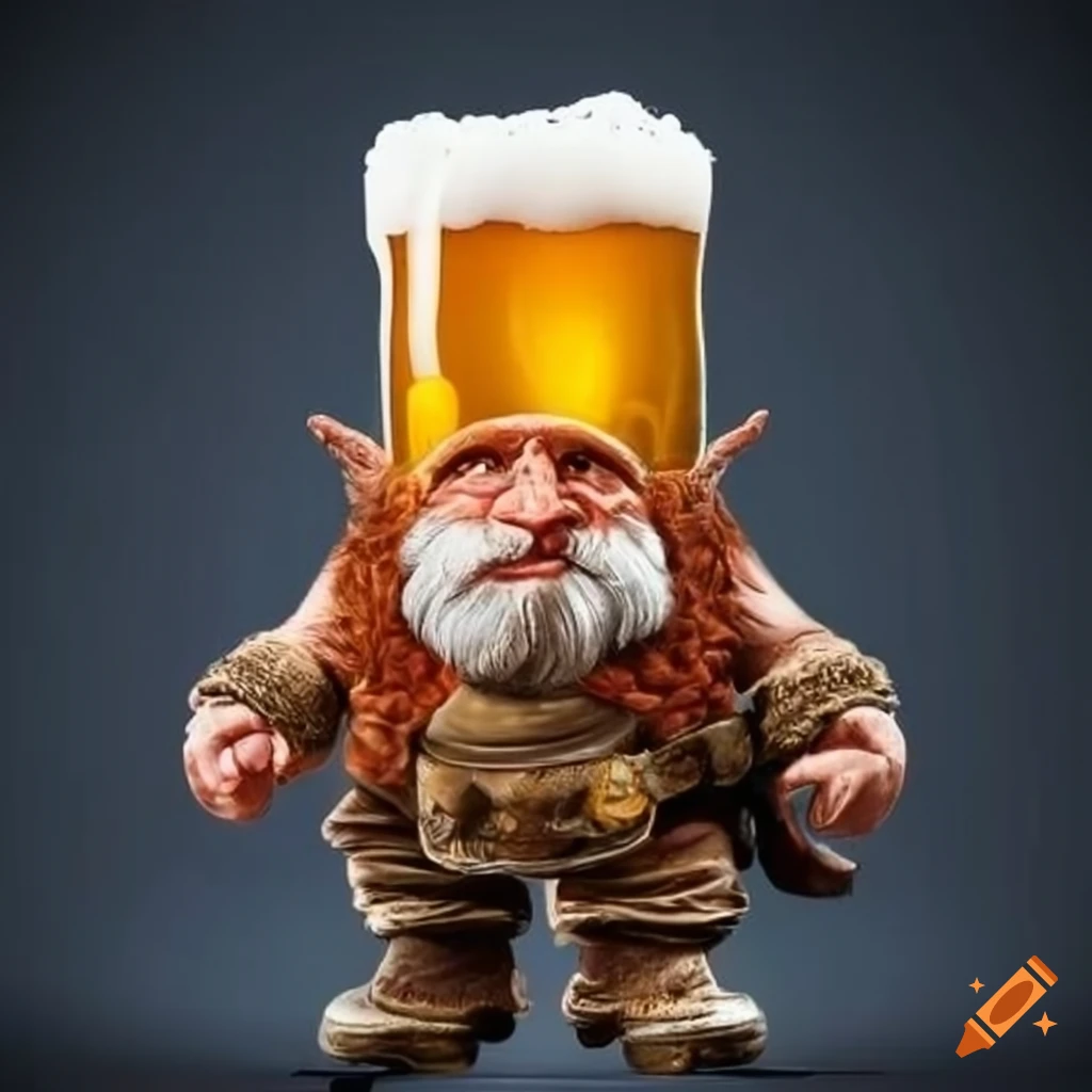 Dwarf holding a beer glass on Craiyon