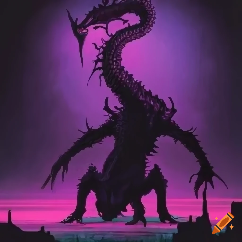 Dark Souls Gaping Dragon in black, pink and purple, inspired by Kentaro ...