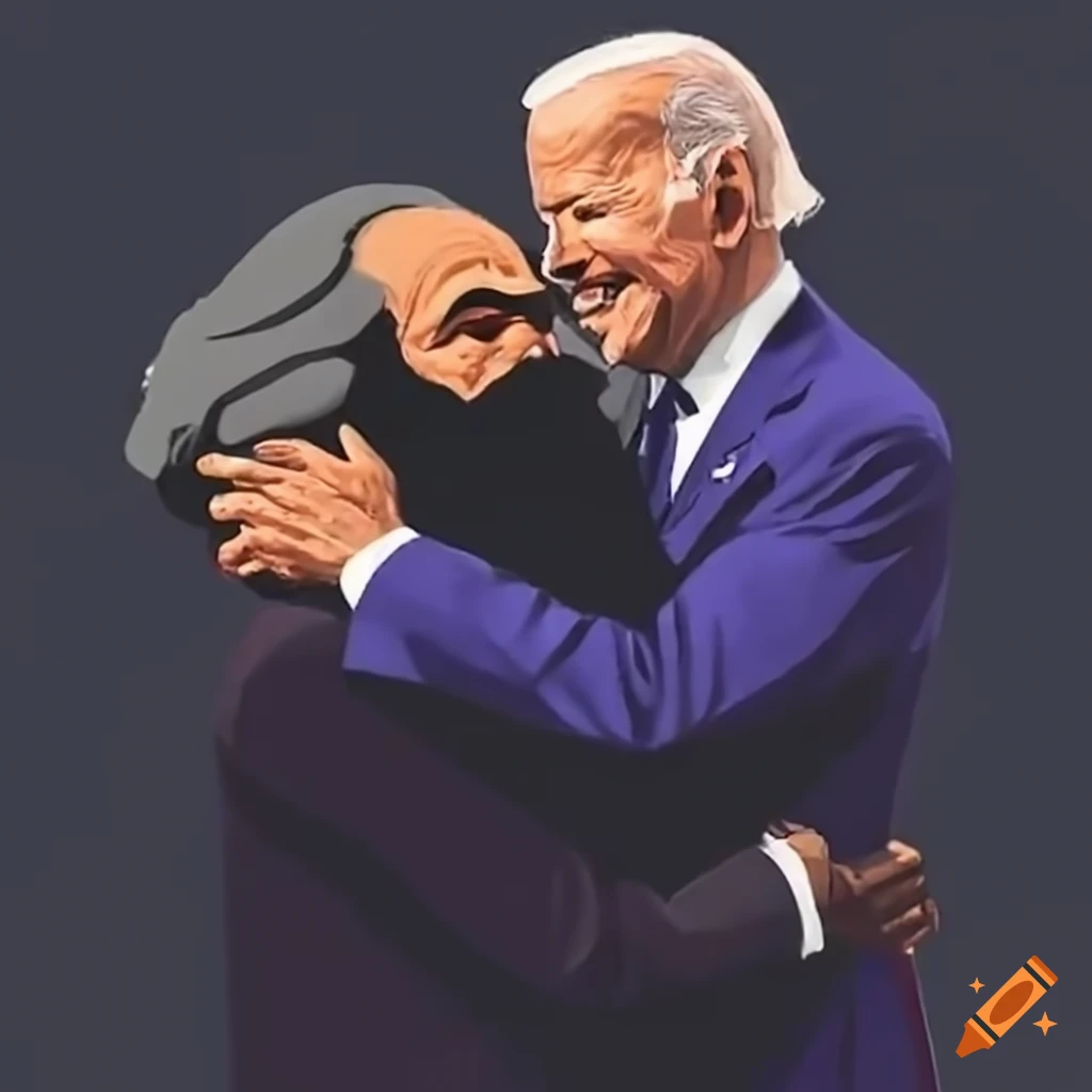 Joe biden and karl marx sharing a friendly hug on Craiyon