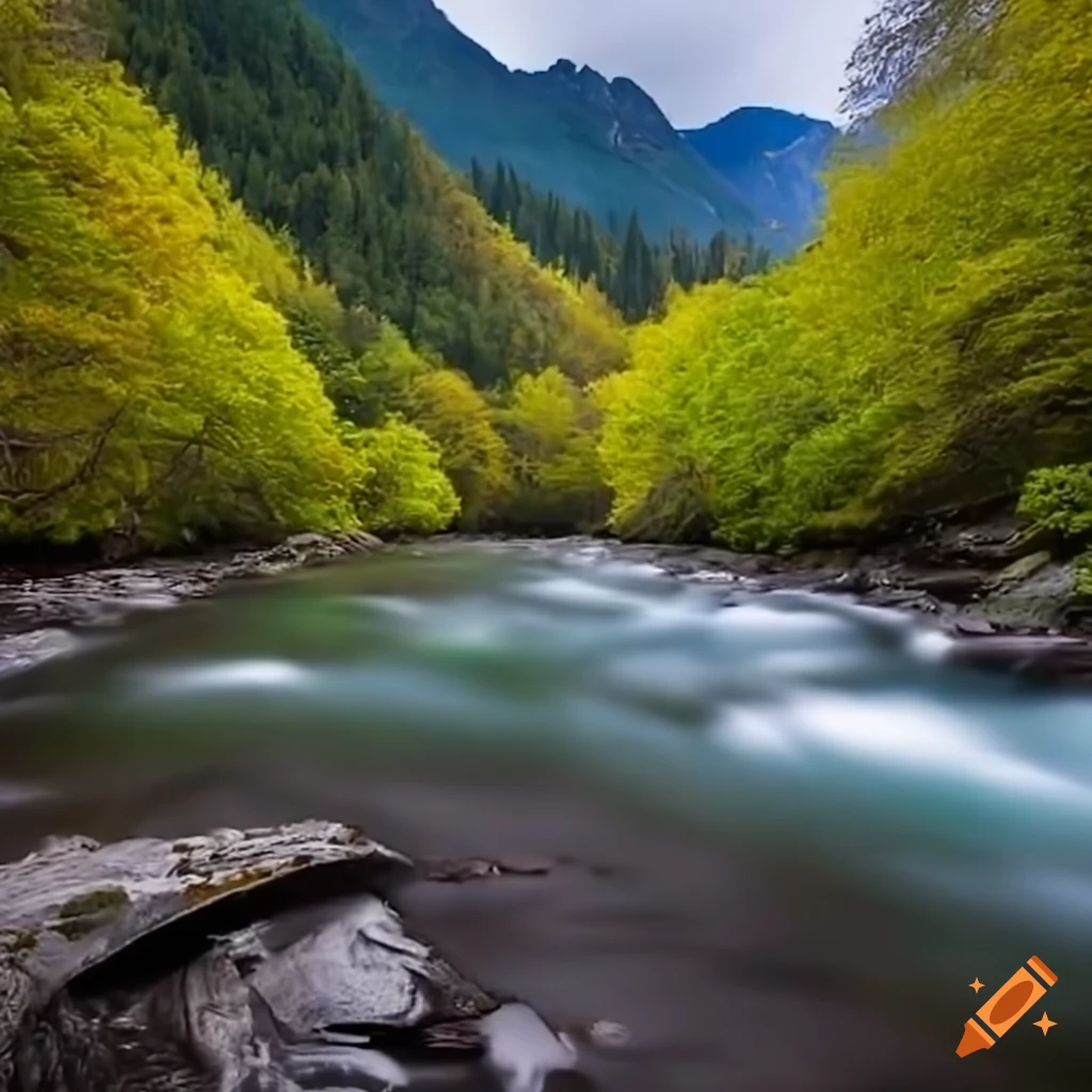 Mountain river on Craiyon