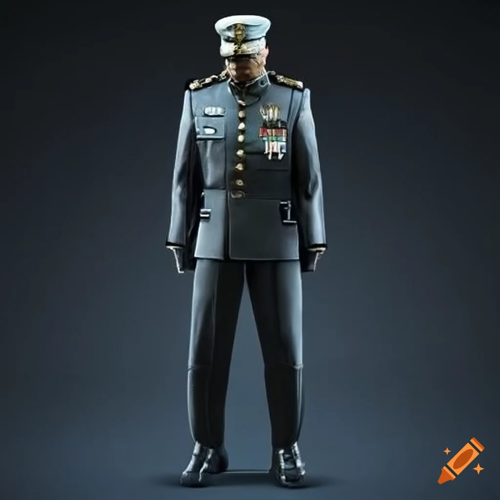 Sci-fi officer admiral general in full body uniform on Craiyon
