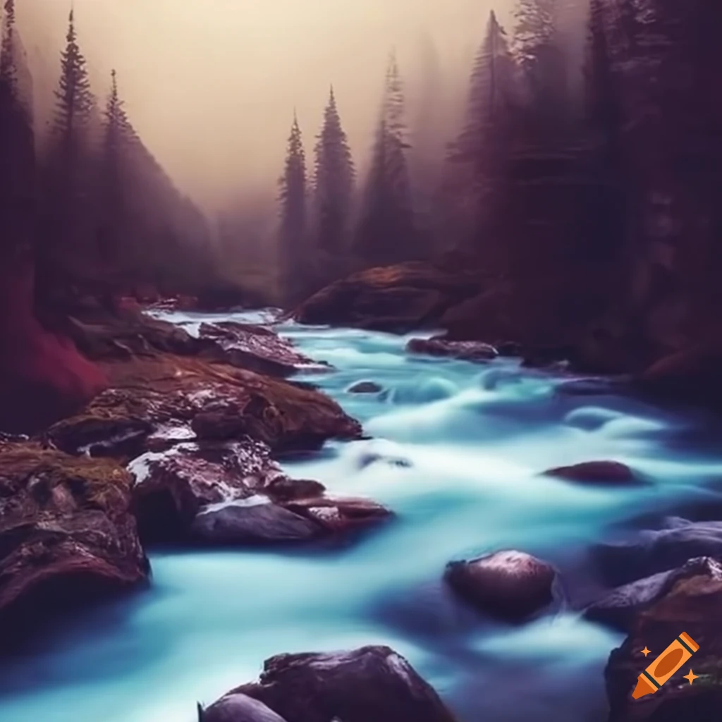 Mountain river on Craiyon