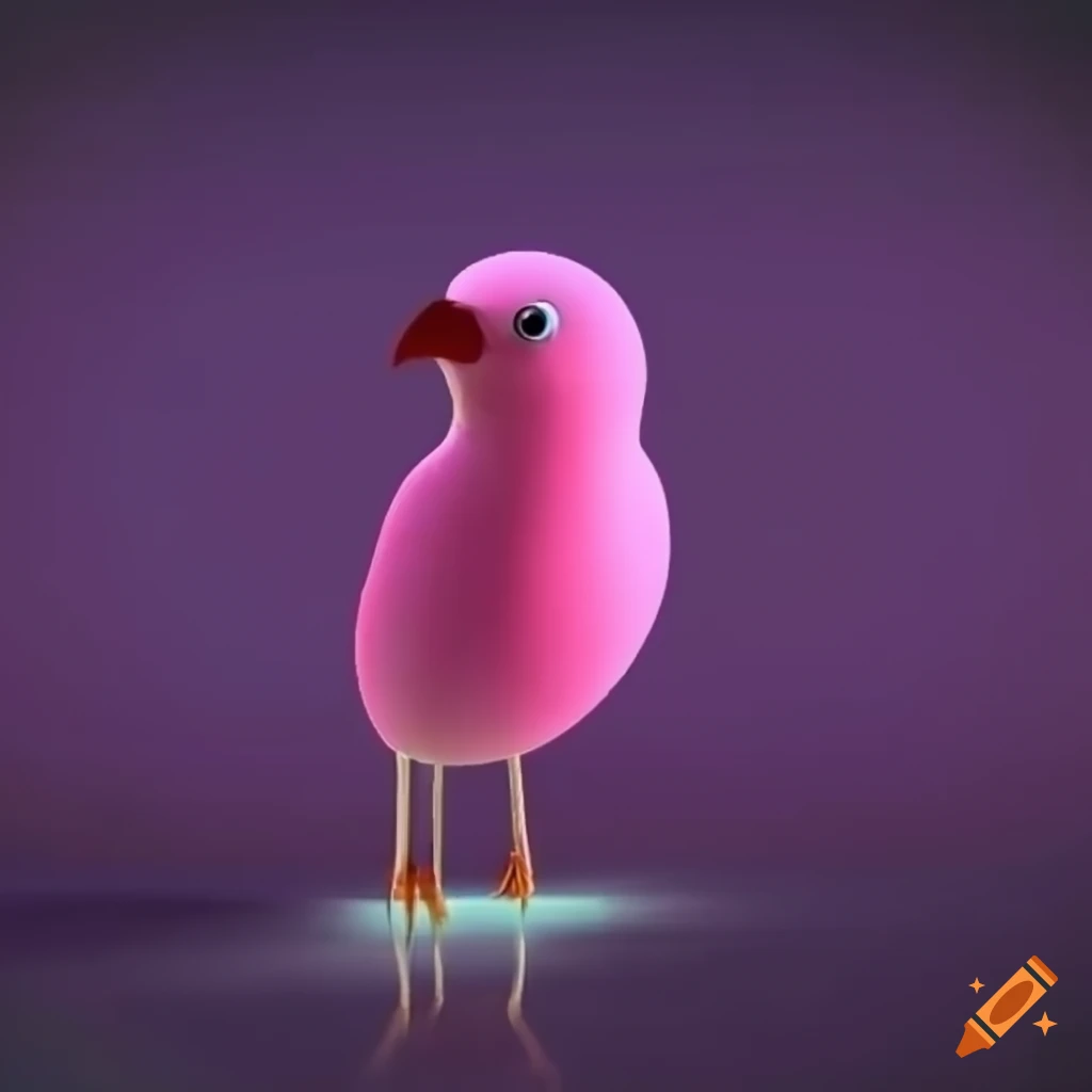 Pink 3d bird with blurred background on Craiyon