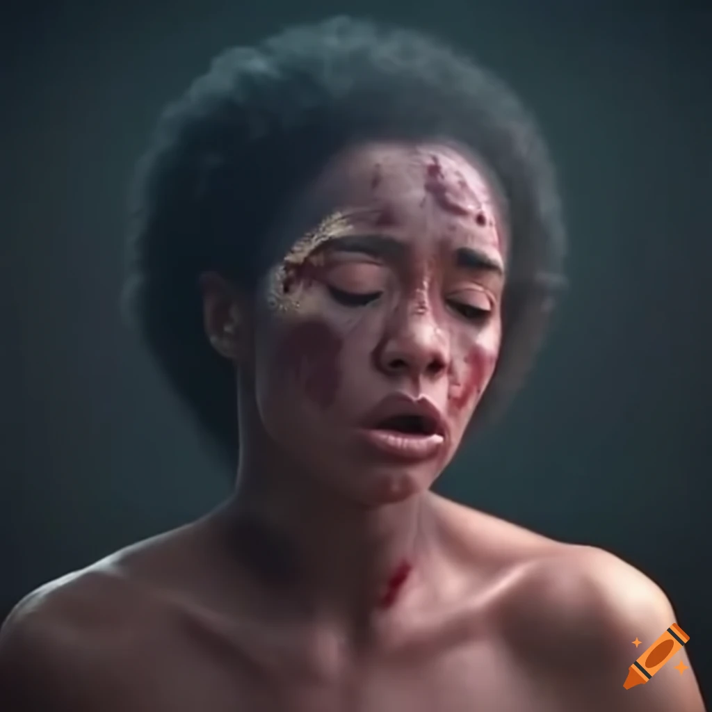 Bruised martial fighter with dizzy expression on Craiyon