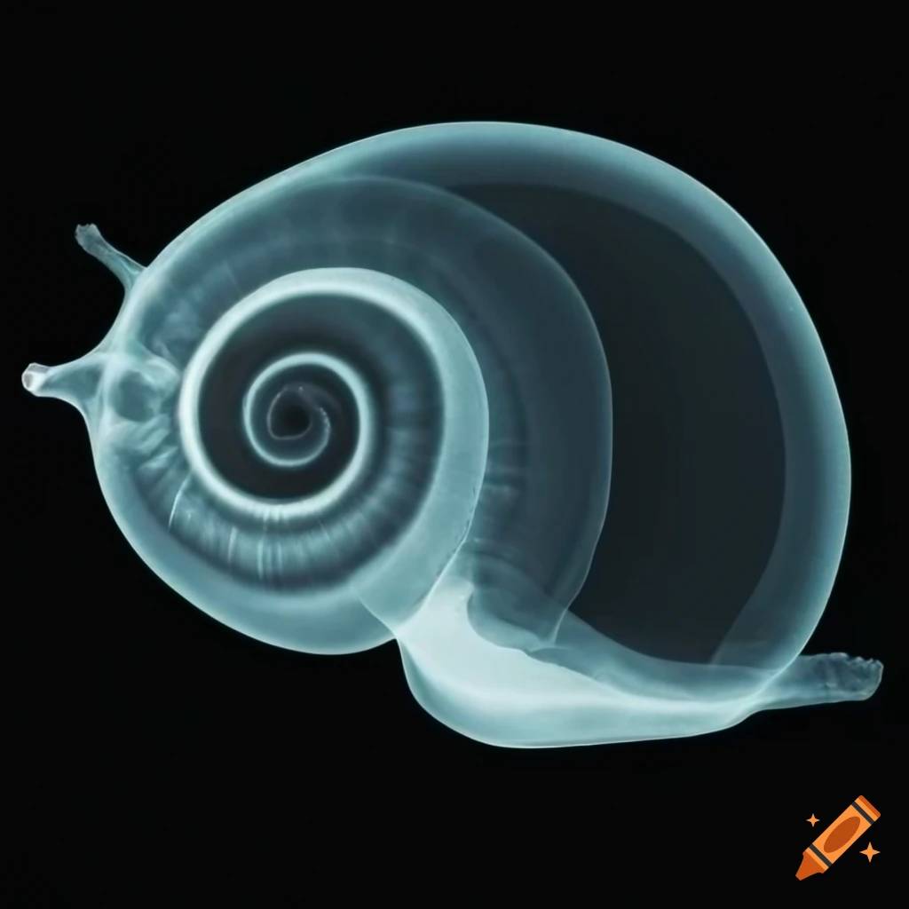 X-ray of a seashell snail on black background on Craiyon