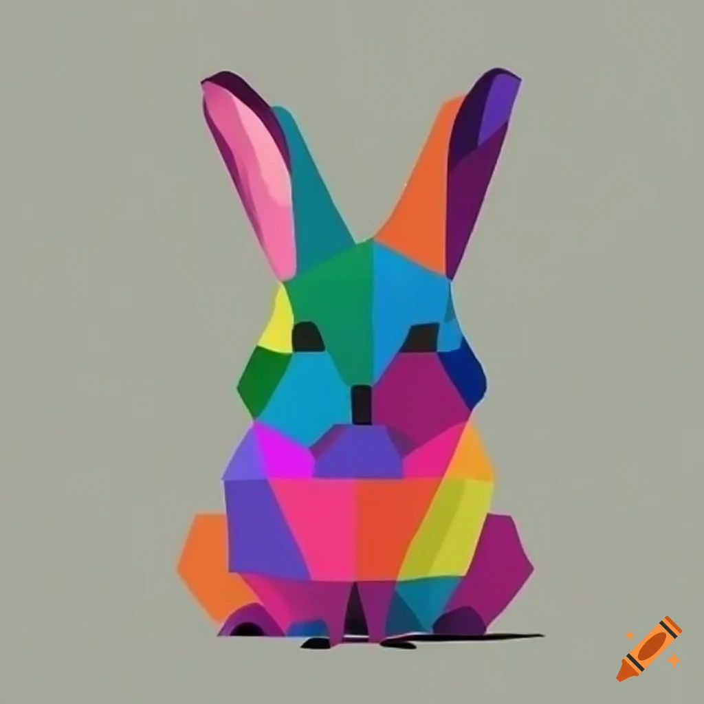 Color block art of a bunny on Craiyon