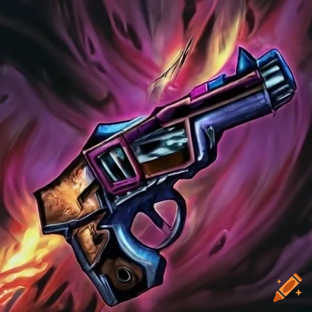 Yugioh card art featuring a gun on Craiyon