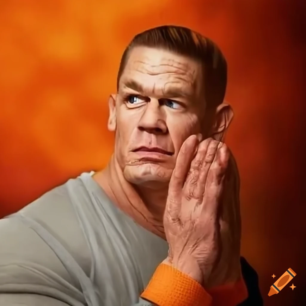 John cena portraying a grandmother in a prayer pose on Craiyon