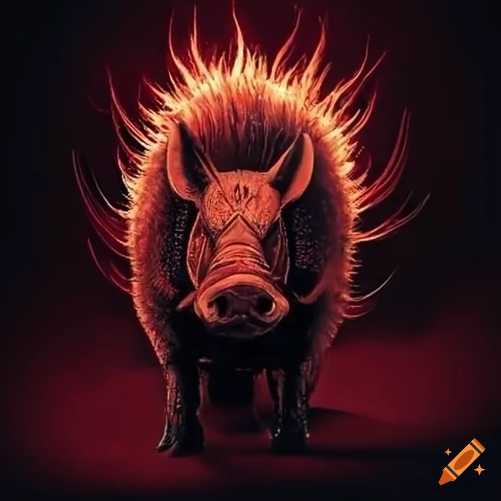 Metallic hog sculpture on Craiyon