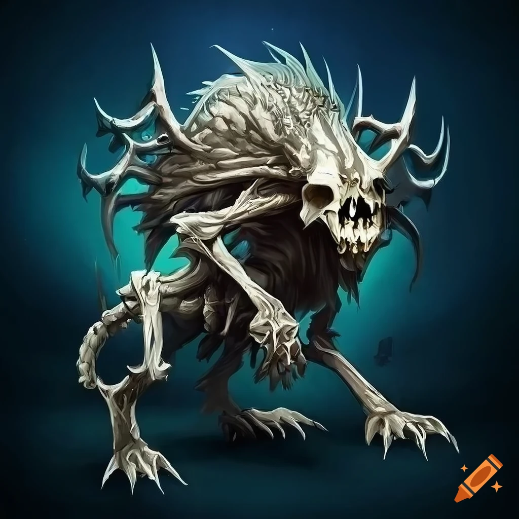 Intricate and elegant digital painting of a bone monster in a fantasy ...