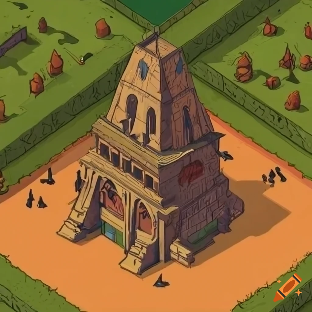 Tribal monument illustration in isometric perspective for a real time ...