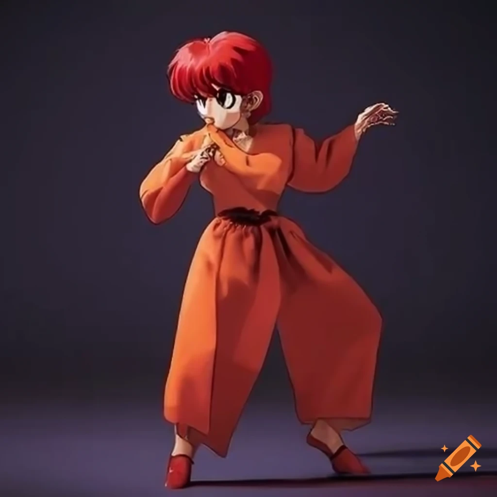 Ranma in chic modern attire rejecting traditional clothes on Craiyon