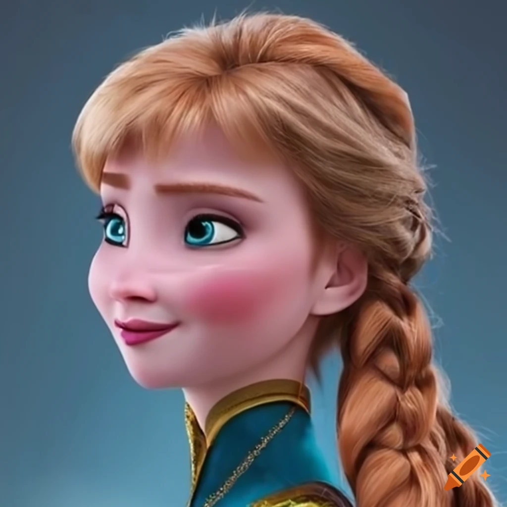 Anna from Frozen with realistic human facial features on Craiyon